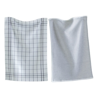 26L"x18W" Classic Grey Cotton Set of 2 Checked and Solid Terry Cloth ...