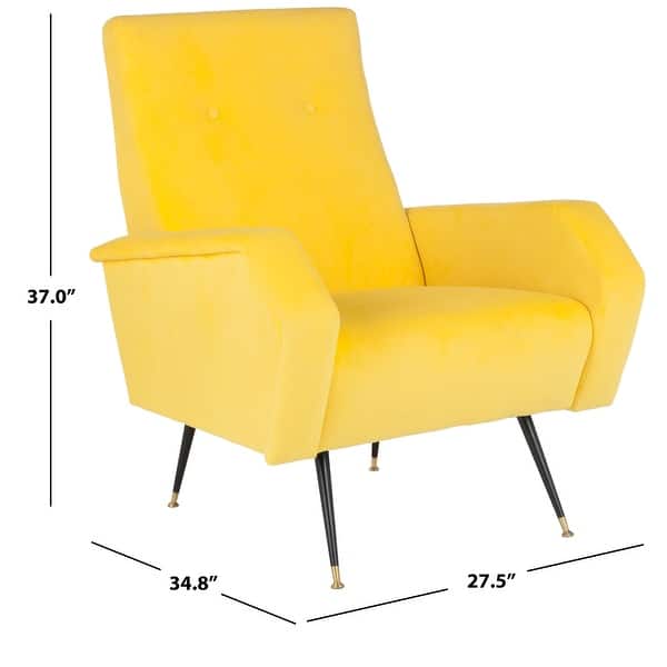 SAFAVIEH Mid-Century Modern Retro Aida Velvet Yellow Club Chair - 27.5 ...