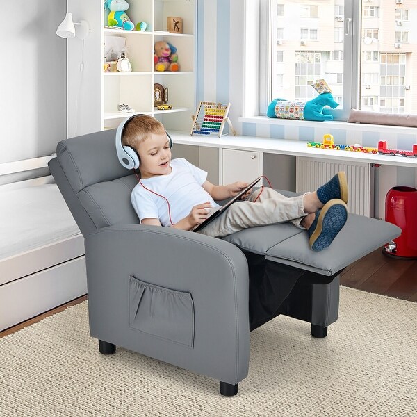 Gymax Kids Recliner Chair Adjustable Leather Sofa Armchair w Footrest On Sale Bed Bath Beyond 36257946