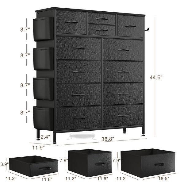 12 Drawer Dresser Fabric Tall Dressers for Bedroom Chest of Drawers ...