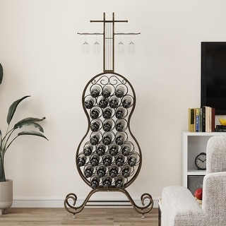 Cello Shape Wine Bakers Rack Freestanding Wine Rack with Storage Bottle ...