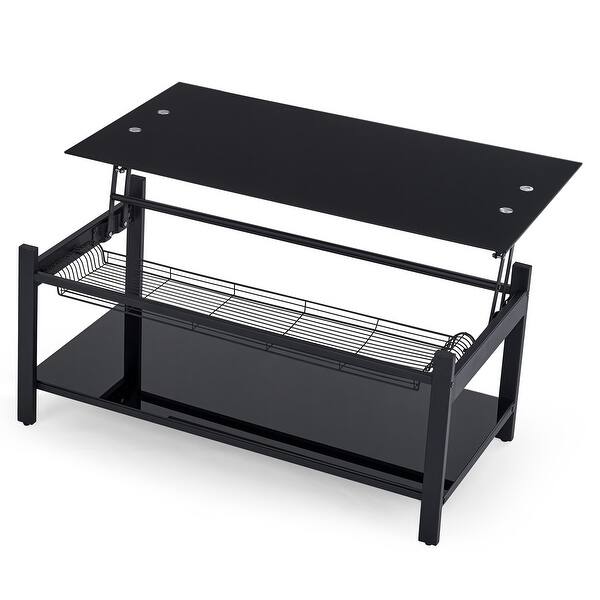 Lift Coffee Table with Hidden Dividers and Storage Shelves - Bed Bath ...