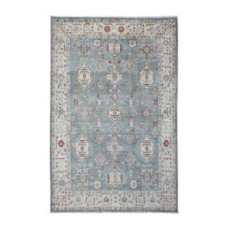 Shahbanu Rugs Cadet Gray Vegetable Dyes Soft Wool Hand Knotted Finer ...