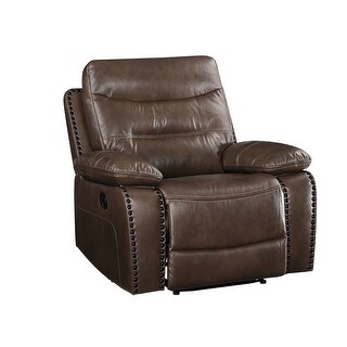 Leather Tufted Power Motion Reclining Metal Base Theater Seating, Brown ...