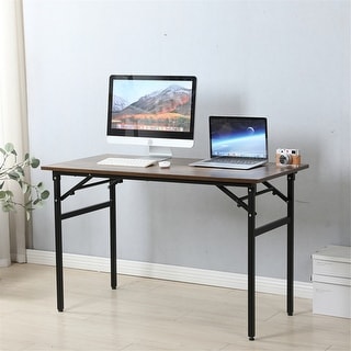 Wooden Folding Computer Desk,Small Workstation Home Office Table with ...