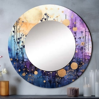 Designart "Celestial Serenade II" Abstract Collages Round Mirror Wall ...