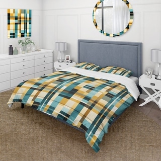 Designart "Yellow Chic Gingham Striped Pattern" Yellow Plaid Bedding ...