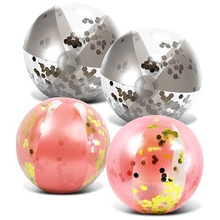 Mozlly Bundle of Silver And Rose Gold Inflatable Beach Balls - 16 Inch ...