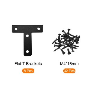 T Shape Bracket, 60x60x1mm Carbon Steel Mending Plates w Screws 8Pcs ...