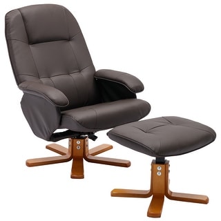 PU Leather Recliner Chair with Ottoman, Swivel Base, Extendable ...