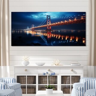 Designart "Panoramic Bridge Sunrise III" Bridges Wall Décor Red ...