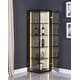 Tinted Glass Corner Curio in Matte Black with Upholstered Back - Bed ...