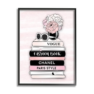 Stupell Pink Fashion Bookstack Framed Giclee Art Design by Martina ...