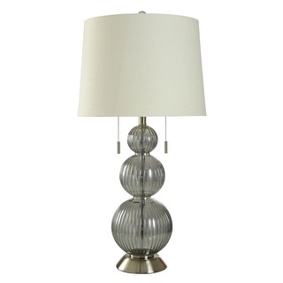 Casiphia Silver - Ribbed And Tiered Glass Table Lamp - Gray, Brushed ...