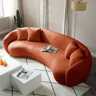 102'' 5-Seater Boucle Sofa, Sectional Half Moon Couch, Curved Sofa ...