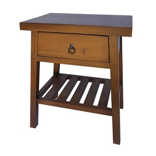 26 Inch Side Table, Classic Look, Drawer, Slatted Shelf, Modern Wood ...