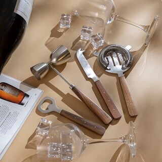 Set of 4 Stainless Steel & Wood Handle Bar Set - Bed Bath & Beyond ...