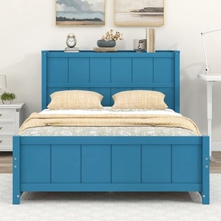 Blue Full Size Platform Bed with Drawers and Storage Shelves - Bed Bath ...