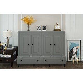 Henderson Queen Solid Wood Rolling Cabinet Bed with Mattress - On Sale ...