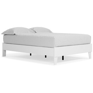 Asher Full Sized Platform Bed, Modern Silhouette, Matte White Wood ...