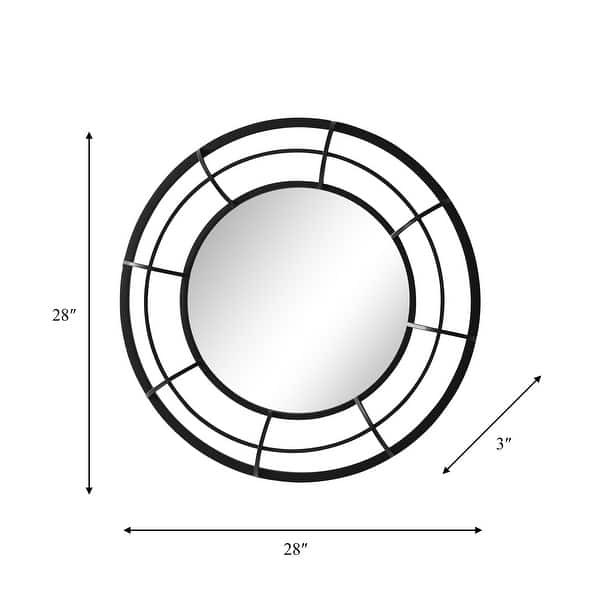 23" W 28" in Diameter Black Finish Expanding Rings Circular Wall Mirror ...