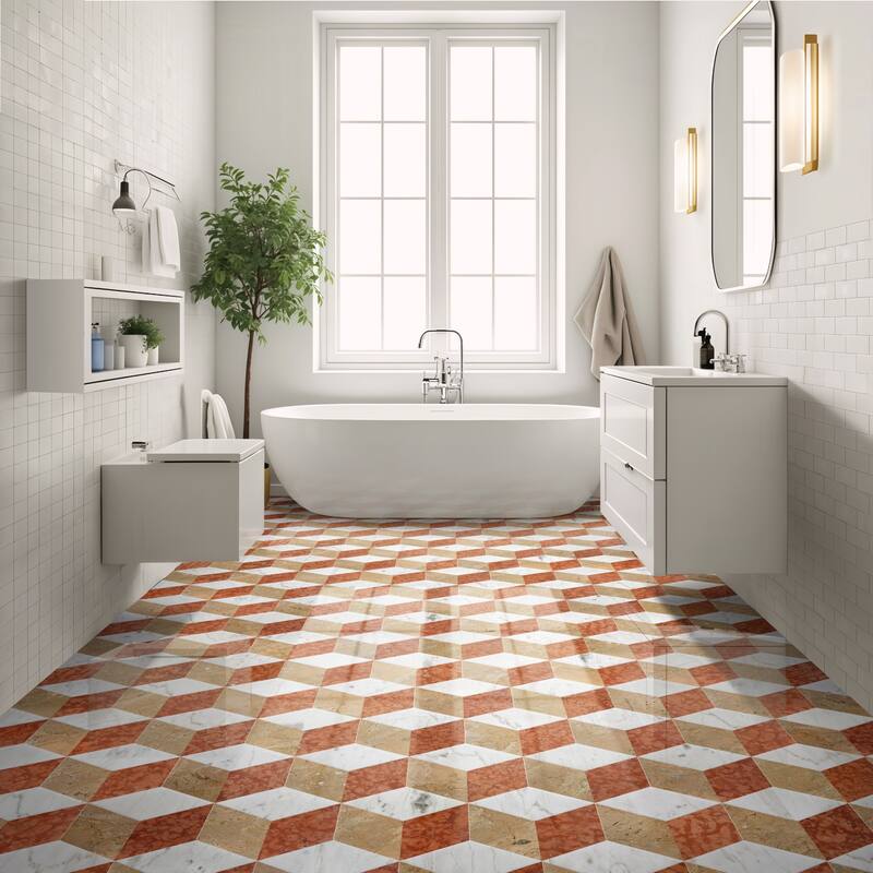 Roomfitters Hexagon Waterjet Marble Tile for Wall and Floor, Polished ...