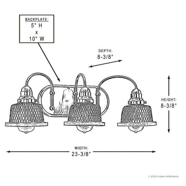 Luxury Vintage Bathroom Vanity Light, 8.375"H x 23.375"W, with ...