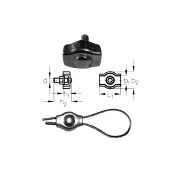 M5 Stainless Steel Simplex Wire Rope Clip Cable Clamp Single Bolt 5 Pcs ...