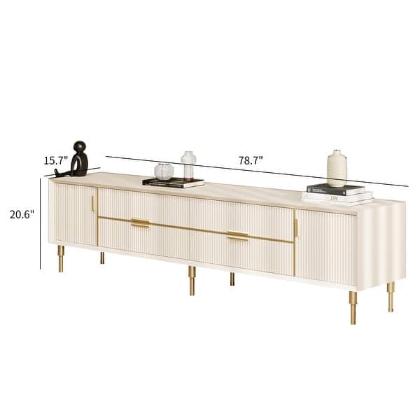 Modern Beige 79-inch TV Stands with 6 Storage Spaces - Bed Bath ...