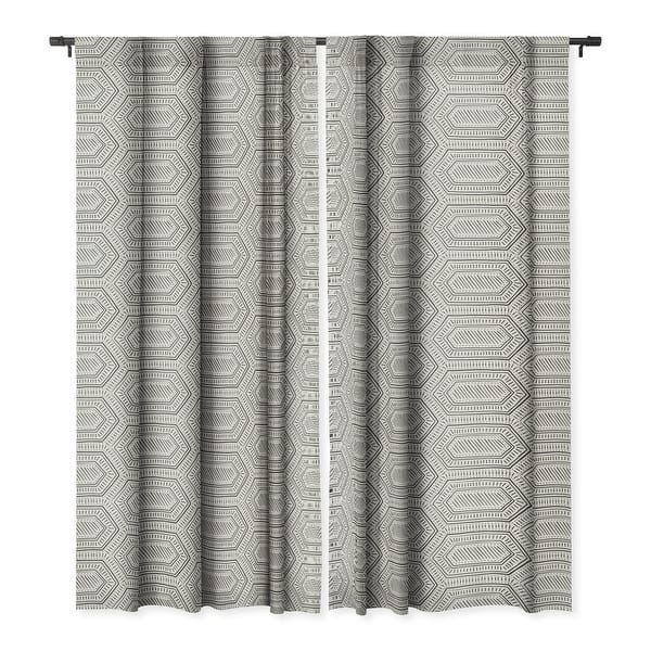 Little Arrow Design Co hexagon boho tile in charcoal Window Curtain ...