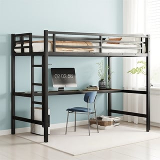 Metal Twin XL Size Loft Bed w/Power Outlet & LED Lighted,Space-Saving ...