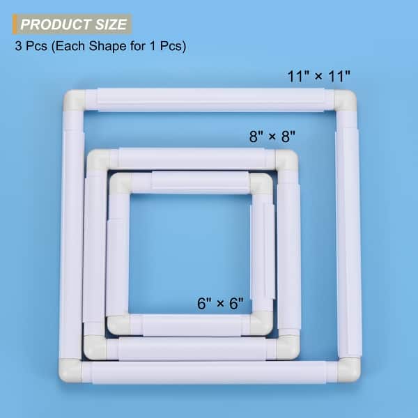 3 Pieces Square Embroidery Hoop Cross Stitch Hoops Frames DIY Sewing ...