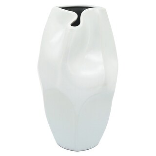 14" Ceramic Vase Abstract White Glass Vase Contemporary Decorative ...