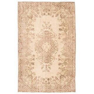 ECARPETGALLERY Hand-knotted Antalya Vintage Tan Wool Rug - 5'3 x 8'6 ...