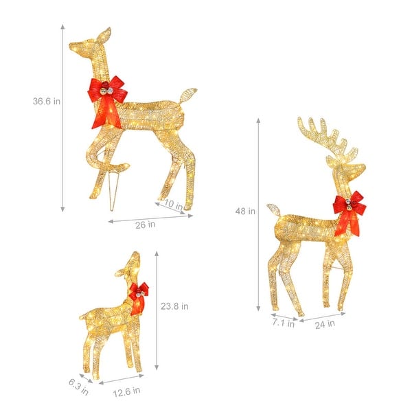 Outdoor Christmas Holiday Decoration 3PS Reindeer Lighted Display - Bed ...