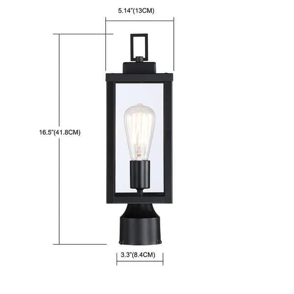 1-light Matte Black Outdoor Post Light Kits Head with Clear Glass Shade ...