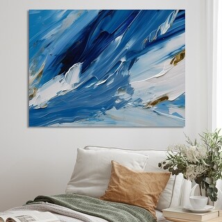 Designart "Bliss Of Happiness Abstract In Retro Blue" Abstract Painting ...