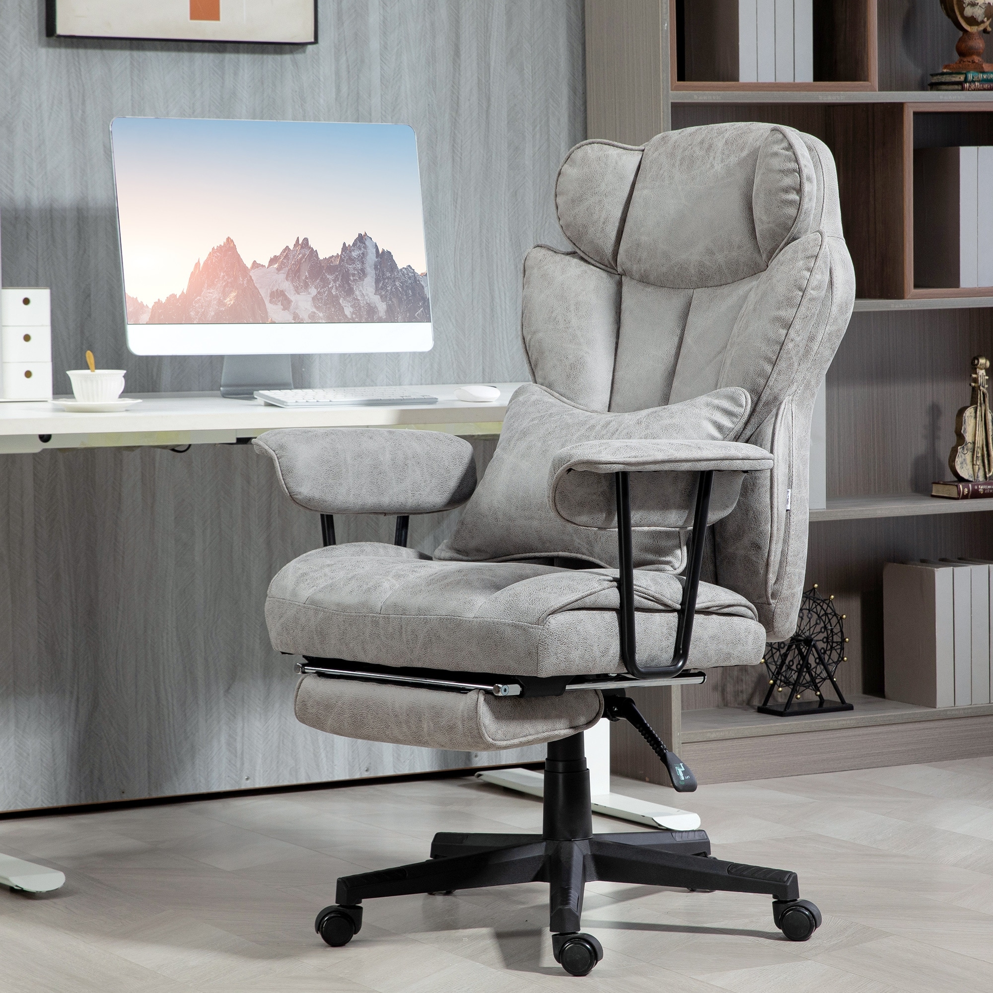 Grey suede desk chair store
