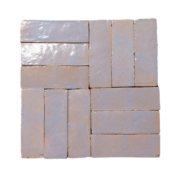 Moroccan Handmade 2in.x 6in. Solid Color Zellige Tile Sky Bloom - Bed ...