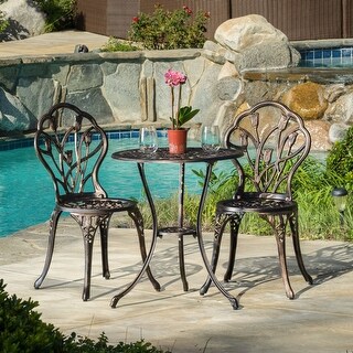 Outdoor Aluminum 3 Piece Bistro Set, Copper - Bed Bath & Beyond - 37158442