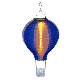 Solar Blue/White Cloth Hot Air Balloon with Flame LED Lights - Bed Bath ...