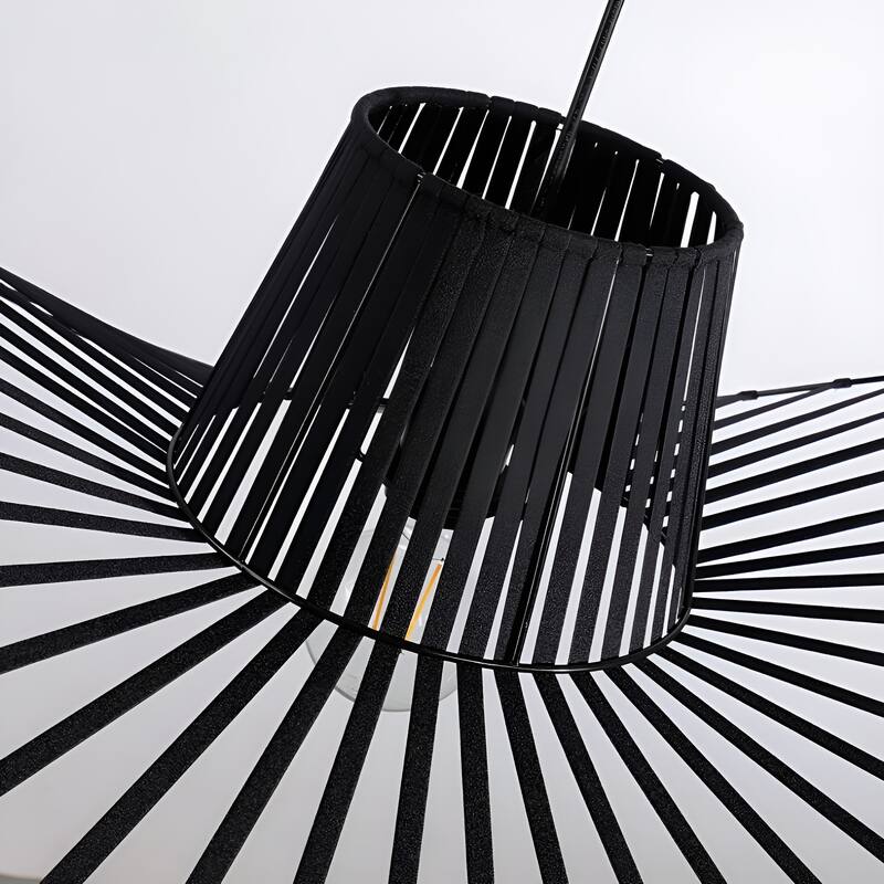Wide Vertigo Black Ceiling Lamp, a Geometric Metal Chandelier 35.5 Inch ...