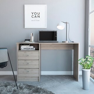 Providence 3-Drawer Writing Desk with Open Compartment Light Gray - Bed ...