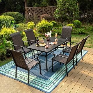 MAISON ARTS Outdoor Patio 7-Piece Dining Set, 1 Metal Table with an ...