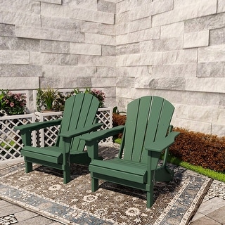 2/4 sets Outdoor Plastic Folding Patio Adirondack Chair Dark Green ...
