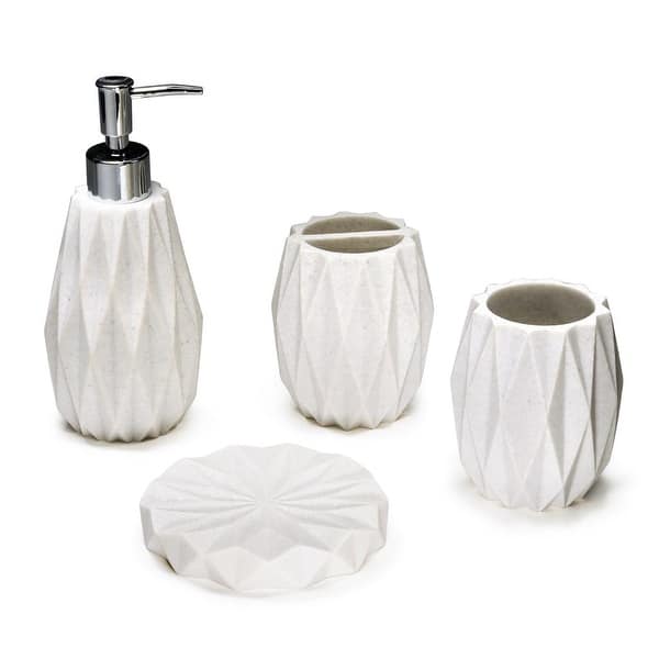 Kralix 4pc Diamond Resin Bath Accessory Set - Bed Bath & Beyond - 37624135