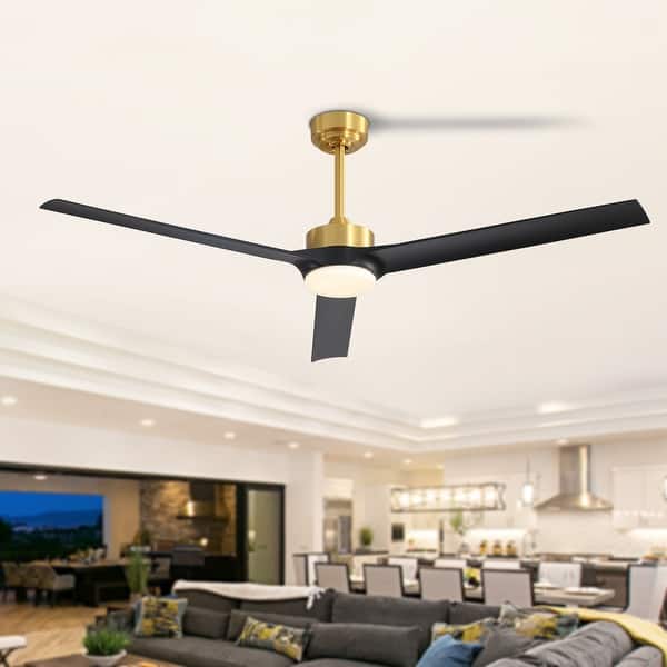 60 in. LED Indoor Gold Ceiling Fans with Light and Remote Control - Bed ...