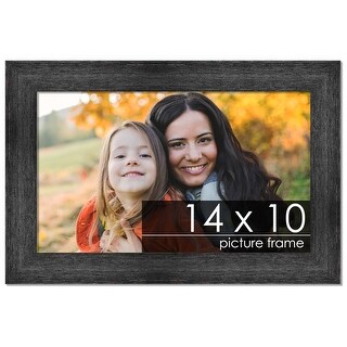 14x10 Distressed/Aged Black Wood Picture Frame - UV Acrylic, Foam Board ...