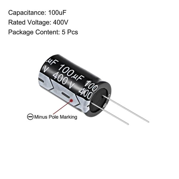100uF 400V Capacitor, Aluminum Electrolytic Capacitors 105C High Temp 5pcs - Black - Bed Bath ...