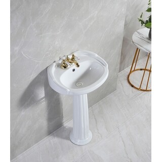 Kingston Brass Stuart 20-Inch Ceramic Pedestal Sink (4-Inch, 3 Hole ...
